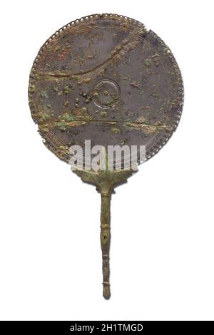 Bronze and silver roman mirror. 1st Century BC. National Museum of ...