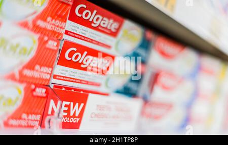 POZNAN, POLAND - APR 28, 2021: Bottles of liquid Coccolino fabric ...