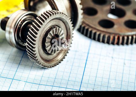Car parts on graph paper for car engineering Stock Photo - Alamy