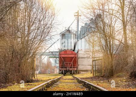 Phosphate fertilizers plant. Railway loader station of fertilizers ...