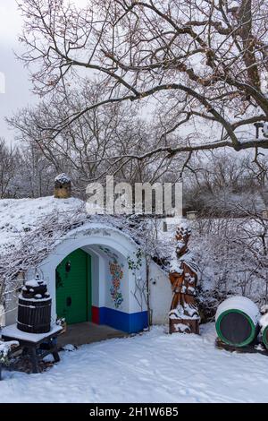 Group of typical outdoor wine cellars in Plze near Petrov, Southern ...