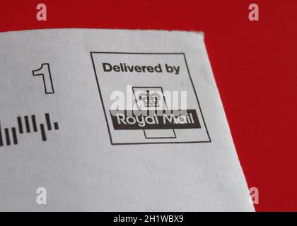 LONDON, UK - CIRCA MAY 2021: Delivered by Royal Mail postage meter used ...