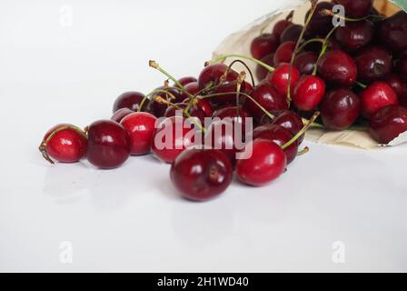 sweet cherry aka wild cherry or red cherry vegetarian fruit food Stock ...
