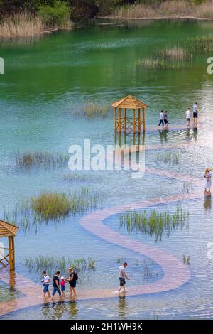 Jaworzno, Poland - June 9, 2020: Grodek water reservoir on site closed ...