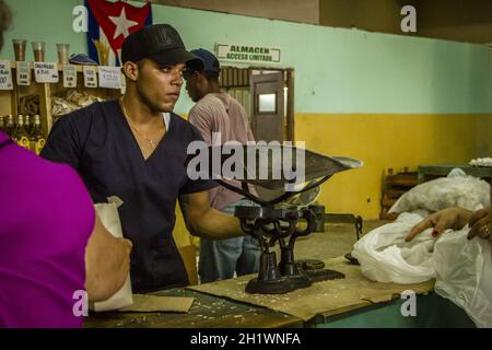 HAVANA, CUBA - Aug 13, 2017: A butcher's market in El Vedado, Habana ...
