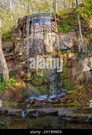 Waterfall in the Sofievsky arboretum or Sofiyivsky Park in Uman ...