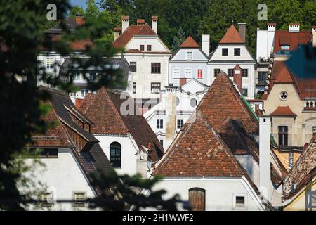 Silhouette der Altstadt von Steyr, Oberösterreich, Österreich, Europa ...