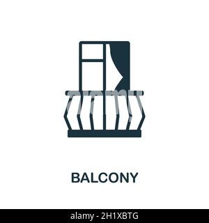 Balcony icon. Monochrome sign from balcony collection. Creative Balcony ...