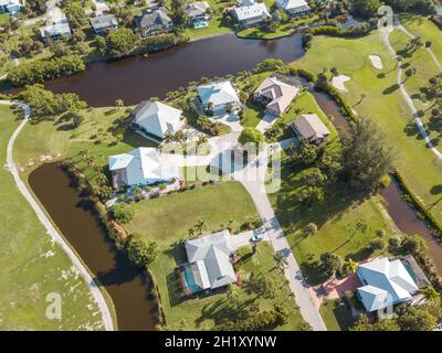 Residential neighborhood subdivision skyline Aerial shot Stock Photo ...