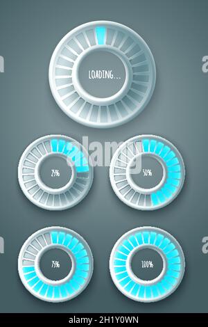 Glowing preloader and progress loading bar, vector illustration Stock ...