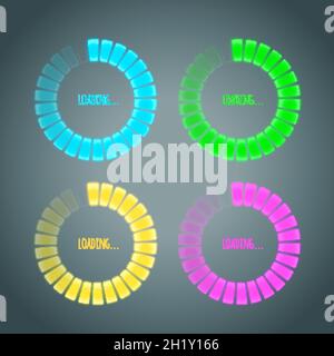 Set of glowing preloaders and progress loading bars, vector illustration Stock Vector Image ...