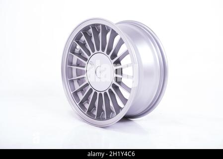 BMW Alpina silver classic alloy wheel,close up,selective focus Stock ...