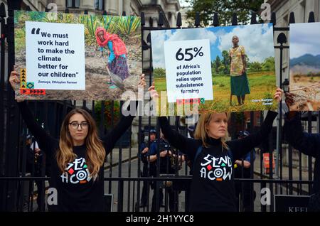 London, UK. Oct 19th 2021: Send a cow protest outside Downing Street ...