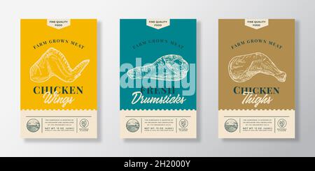 Chicken label set. Food, poultry farm, meat, egg icon or logo ...