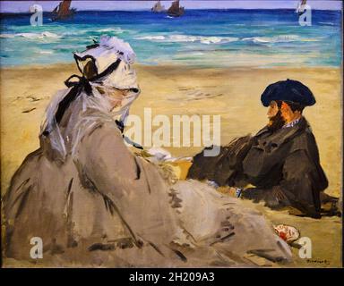 On the Beach by Edouard Manet, Musee d'Orsay in Paris France Europe ...