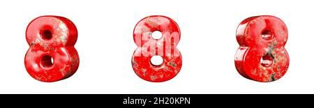 Number 8 (Eight) from Red scratched metallic numbers collection set ...