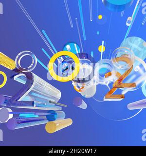 Illustration. Blue New Year's circle with the number 2019 Stock Photo ...