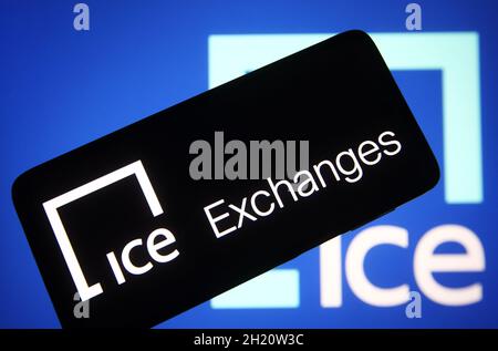 In this photo illustration, the ICE (Intercontinental Exchange) logo is ...