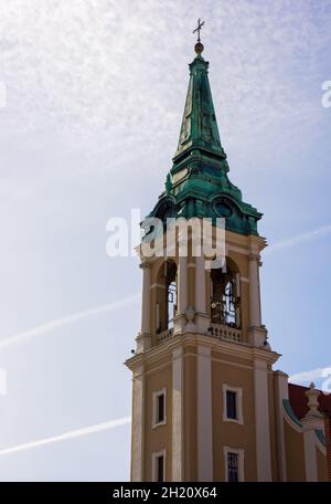 TORUN, POLAND - Mar 10, 2013: A low angle shot of the Church of the ...