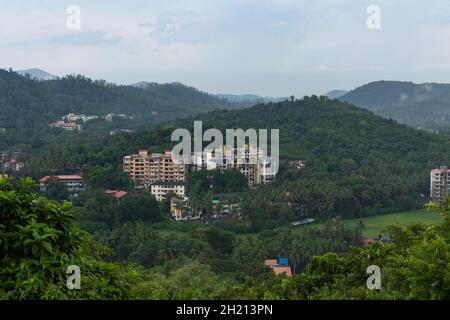 Beautiful view of Ponda City during monsoon season from Shankar Parvati ...