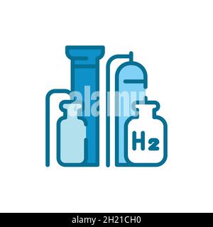 Storage cylinders H2 color line icon. Hydrogen energy. Isolated vector ...