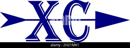 The Cross Country running logo CC with an arrow running through the ...