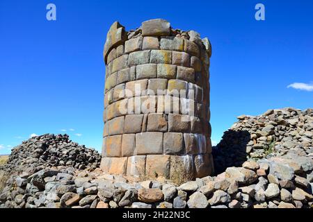Stone tombs, Chullpas of Cutimbo, Lake Titicaca, Puno Province, Peru ...