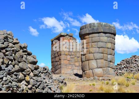 Stone tombs, Chullpas of Cutimbo, Lake Titicaca, Puno Province, Peru ...