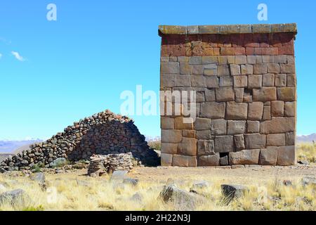 Stone tombs, Chullpas of Cutimbo, Lake Titicaca, Puno Province, Peru ...