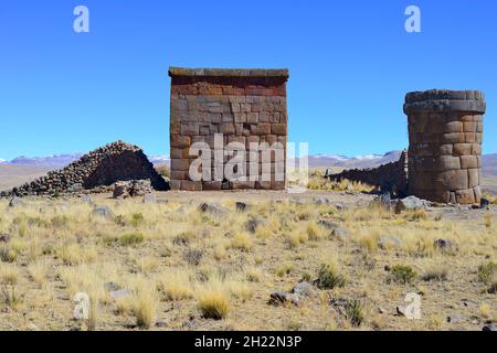 Stone tombs, Chullpas of Cutimbo, Lake Titicaca, Puno Province, Peru ...