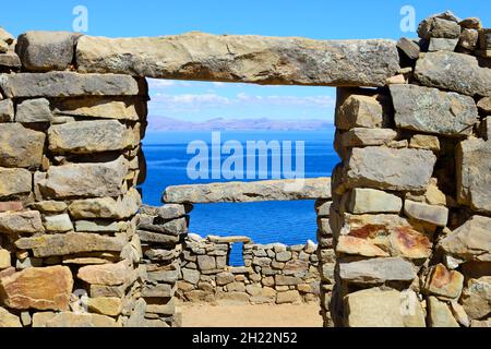 Ruins of the Chincana Labyrinth, Inca cult site, Isla del Sol, Lake ...