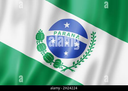 Parana state flag, Brazil waving banner collection. 3D illustration ...