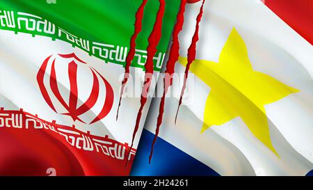Iran and Saba Island flags. 3D Waving flag design. Saba Island Iran ...