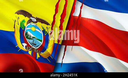 Waving flag of Costa Rica and Ecuador Stock Photo - Alamy