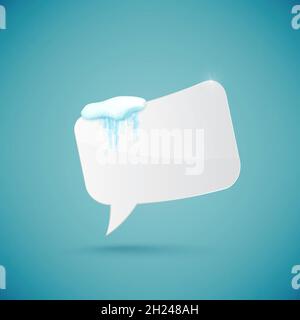 Speech bubble decorated with realistic snow and icicles. Design ...