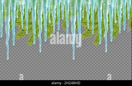 Seamless border with realistic icicles over transparent background ...
