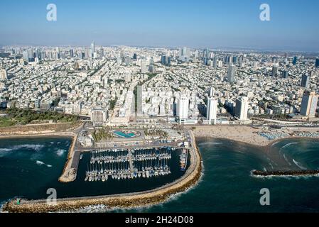 Aerial Photography of Tel Aviv coast line as seen from the south ...