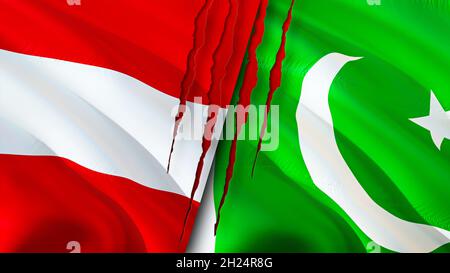 Austria and Pakistan flags. 3D Waving flag design. Austria Pakistan ...