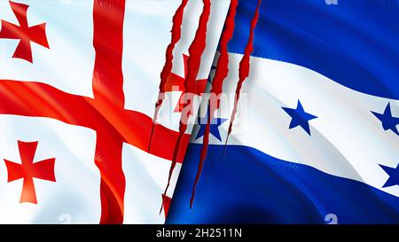 Georgia and Honduras flags. 3D Waving flag design. Georgia Honduras ...