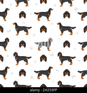Gordon setter clipart. Different poses, coat colors set. Vector ...