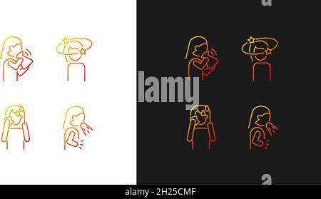 Panic attack symptoms icon set in flat style. Mental disorder symbols ...