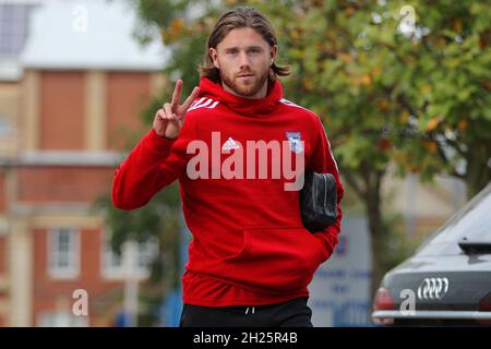 Wes Burns #7 of Ipswich Town arrives at Elland Road Stadium ahead of ...