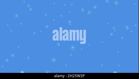 Image of snow falling on blue background Stock Photo - Alamy
