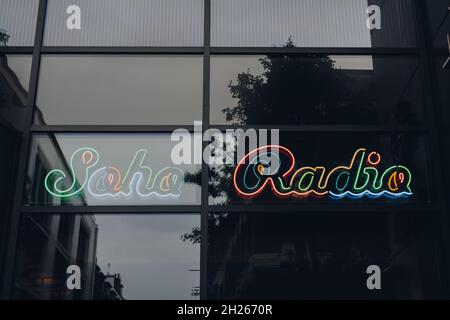 Radio Soho studio in Broadwick Street, Soho, London, England, UK Stock ...