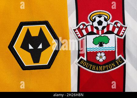 Close up of Wolverhampton Wanderers and Southampton club crest Stock ...