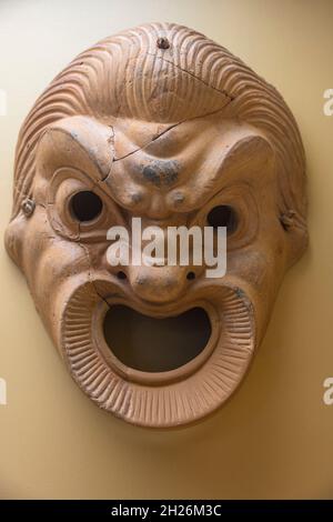 Ancient Greek masks, Archaeological Museum, Agrigento, Sicily, Italy ...