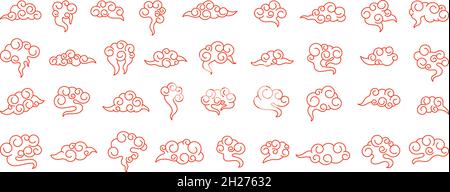 Asian korean symbols doodle set. Collection of hand drawn various ...