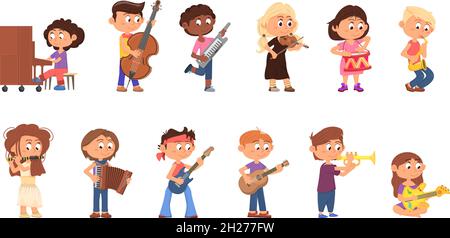 Happy children musicians with musical instruments. Talented kids ...