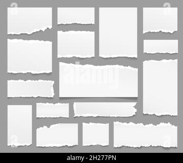 Notebook papers with torn, ripped edge vector set. Ripped paper page ...