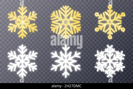 Set of golden elements with shining sparkle on dark background. Vector ...